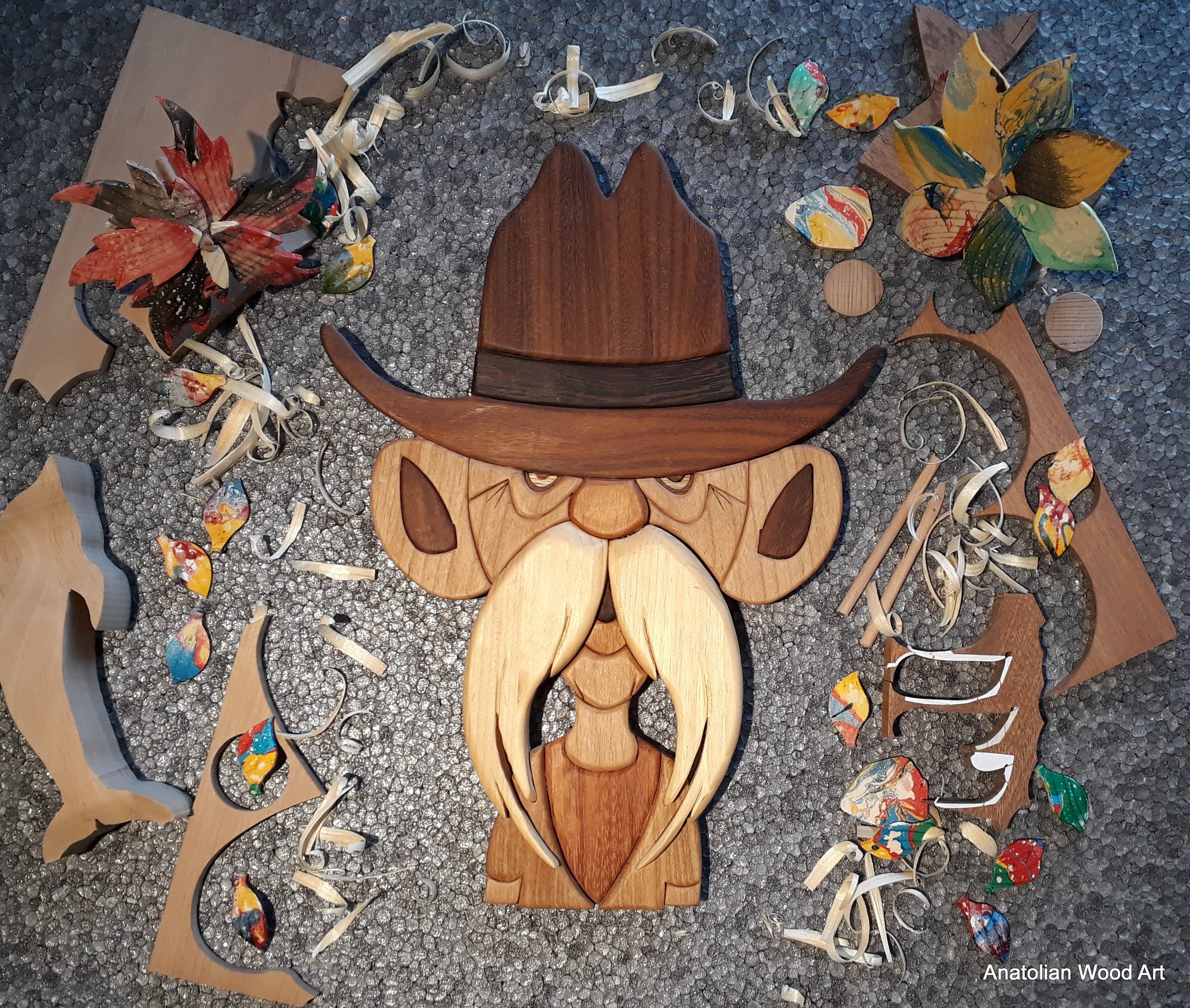 Wood Intarsia : Old Man - Etsy