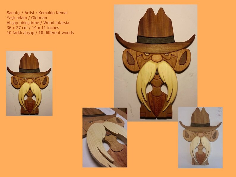 Wood Intarsia : Old Man - Etsy