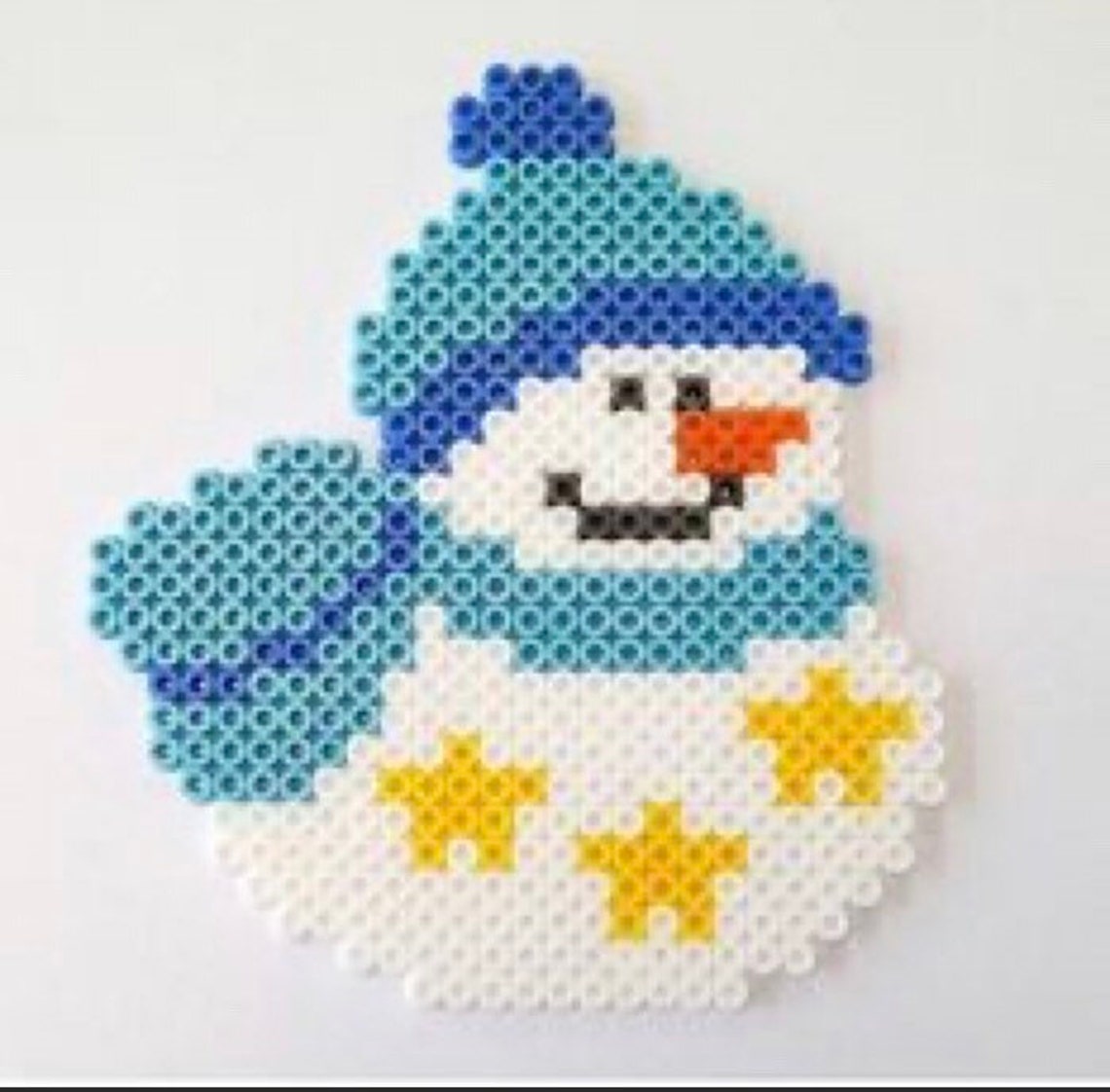 Fluffy Snowman Ornament or Magnet Perler Beads - Etsy