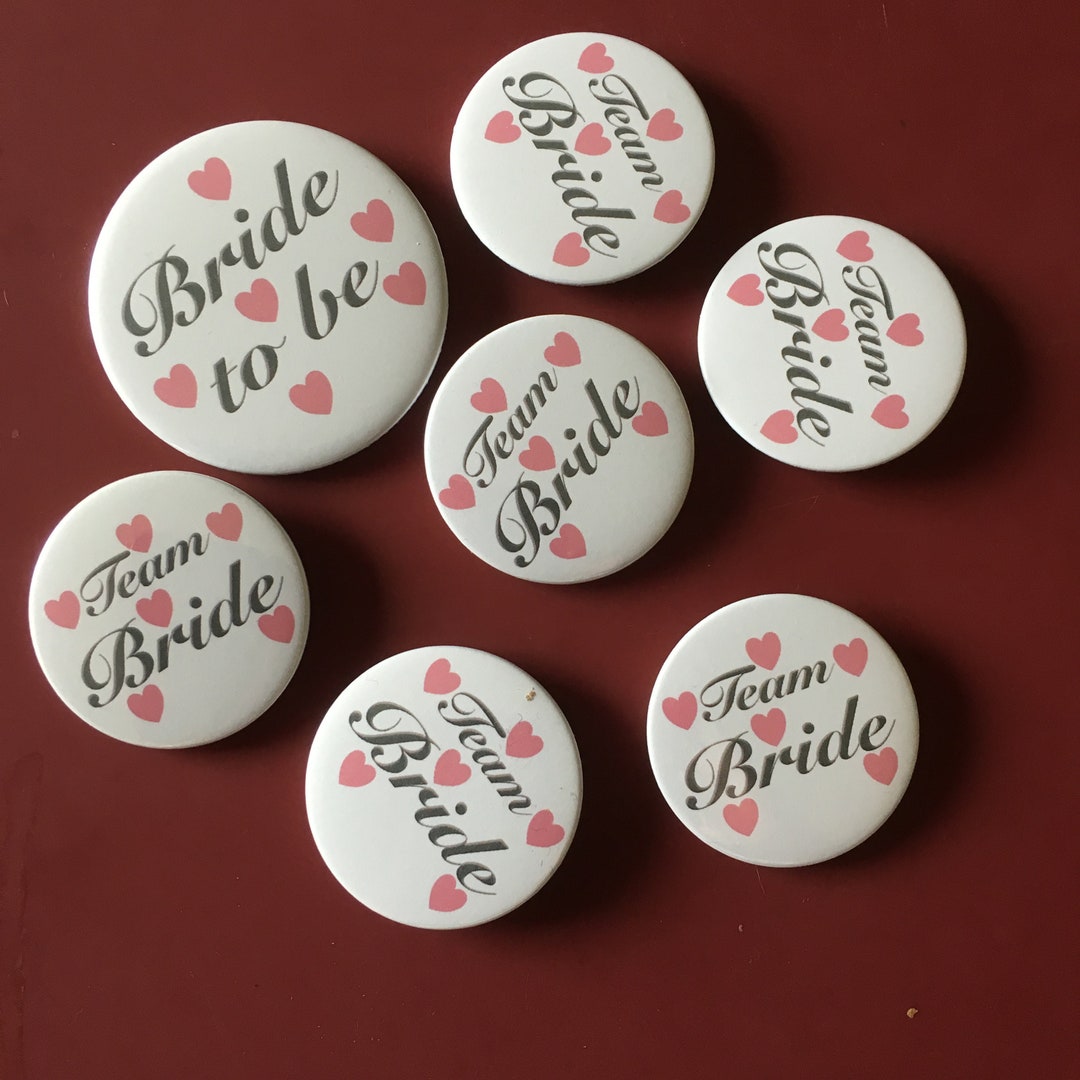 Hen Party, Bride and Team Bride, Set of 7 Badges Additional Team Bride ...