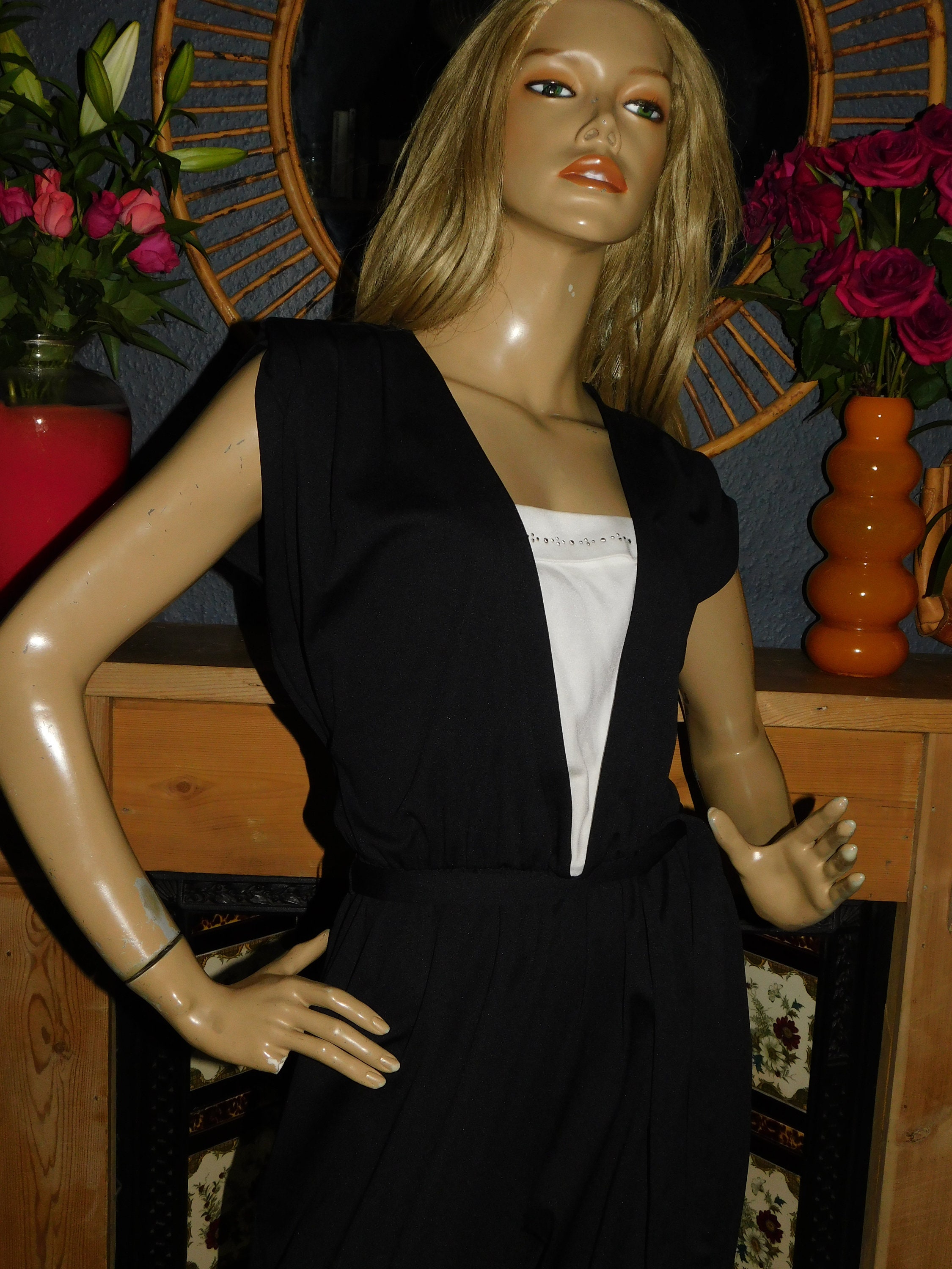Vintage 80s Black White TUXEDO Oversized Trashy AVANT GARDE Disco ...