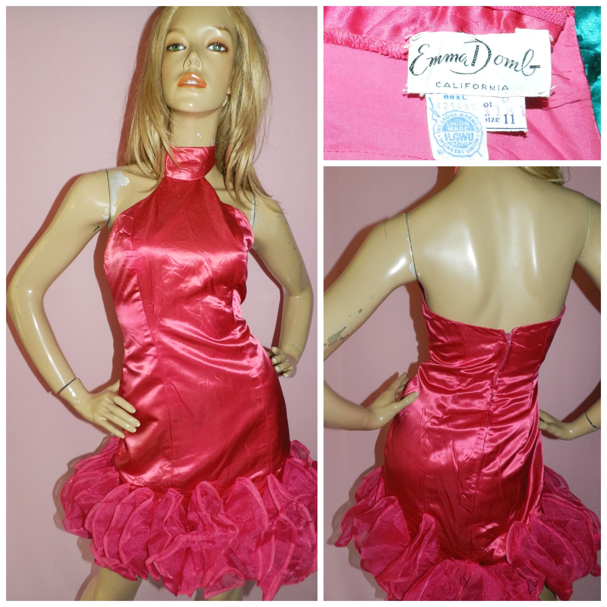 Vintage 80s Pink AVANT GARDE Marilyn Mini Prom Party dress 8UK 4Us Xs ...
