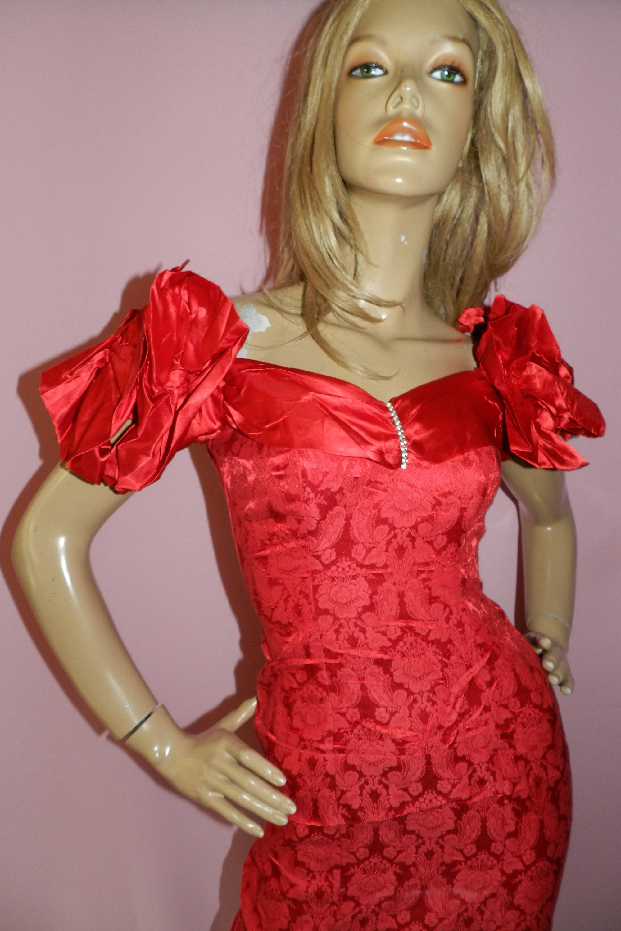 Vintage 80s Red AVANT GARDE HOURGLASS Wiggle Trashy Prom party dress 6 ...
