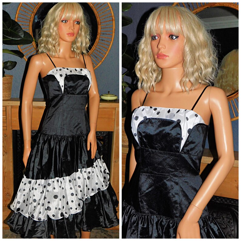 Vintage 80s Black White RARA EXTREME Prom Party Dress 8 S Xs 1980s ...
