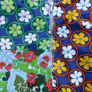 Vintage 60s 70s Bold Multicoloured PSYCHEDELIC FLOWER POWER Patchwork Tent Smock Dress S 1960s ...