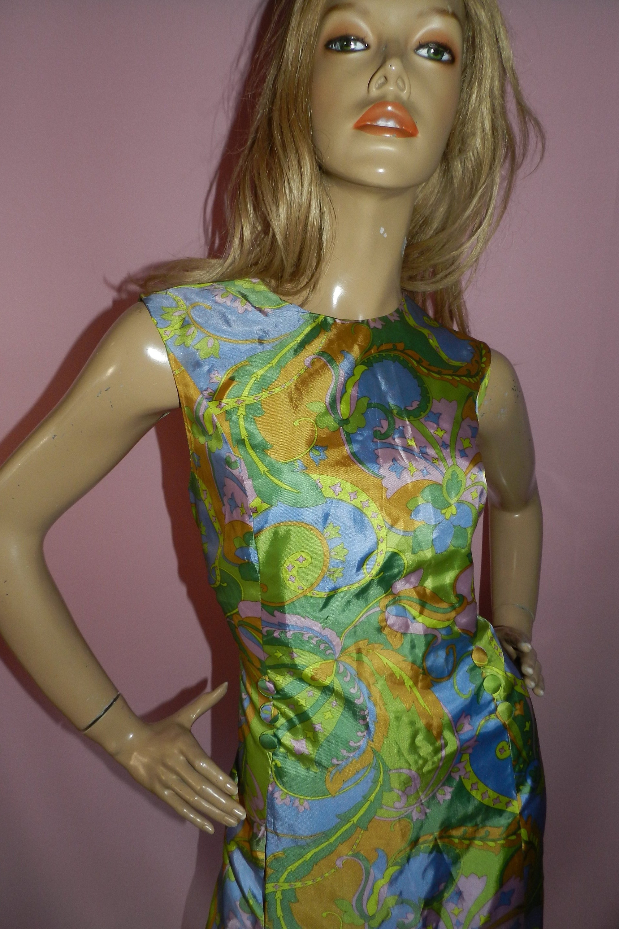 Vintage 60s PSYCHEDELIC MOD Scooter dress 12-14 M 1960s Kitsch ...