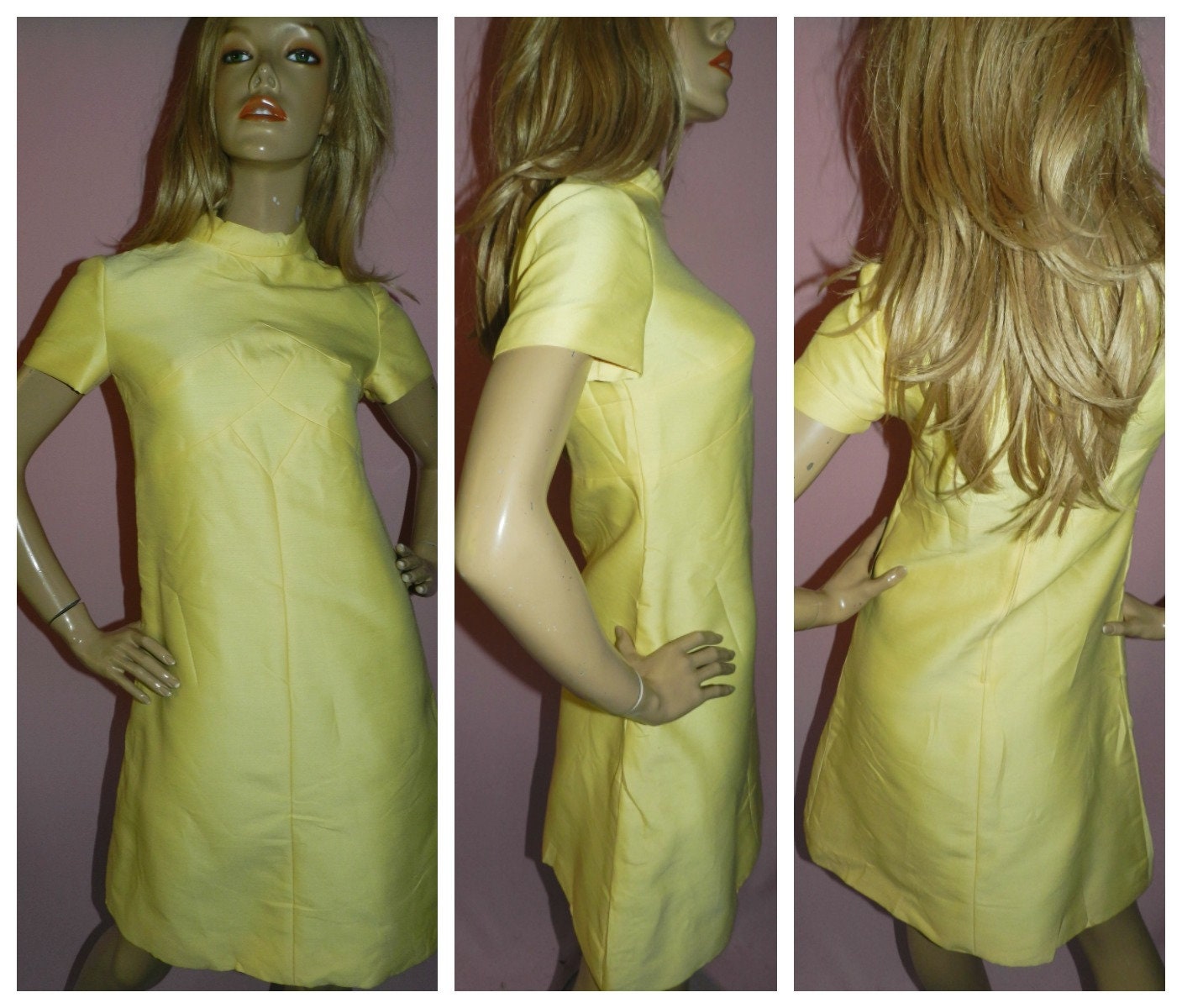 Vintage 60s Sunshine YELLOW MOD SCOOTER Dress 8-10 S 1960s Modette ...