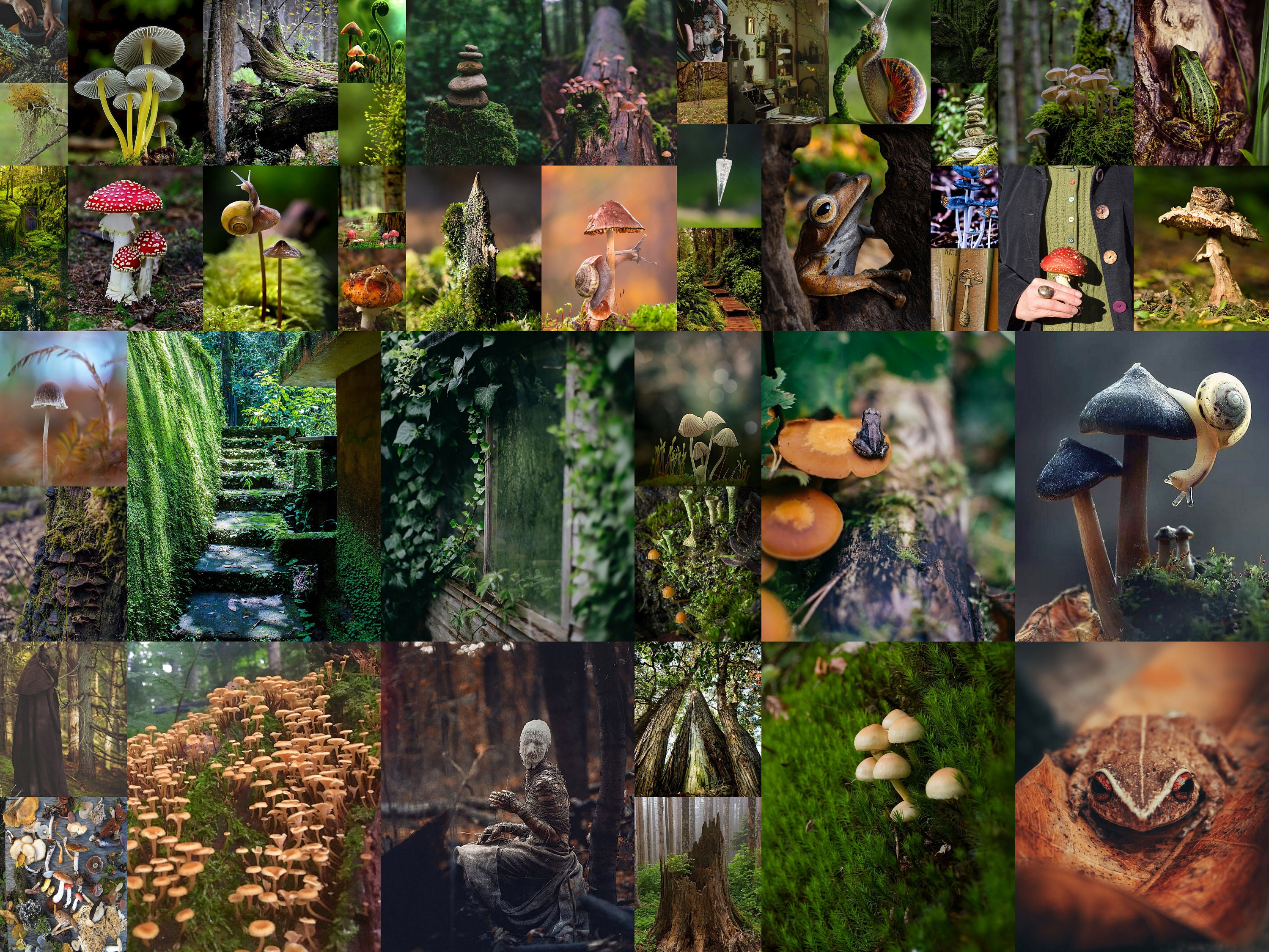 Goblincore Wall Collage Kit Forest Aesthetic Room Decor Dark Etsy