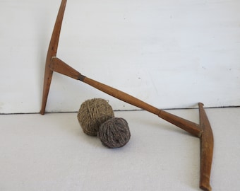 FREE SHIPPING Antique Wooden Yarn Reel Winder Spinning Wheel Hand Crank ...