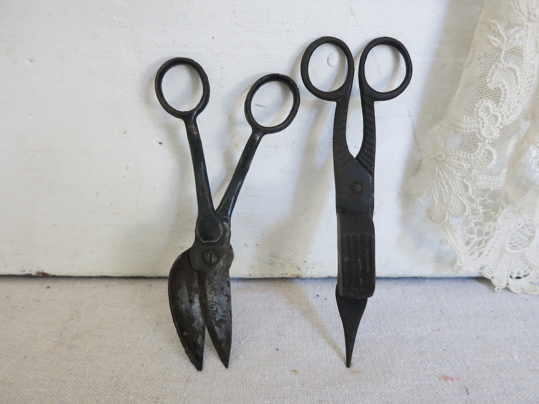 Antique Wick Trimmers Primitive Candle Wick Scissors Hand Forged Metal ...
