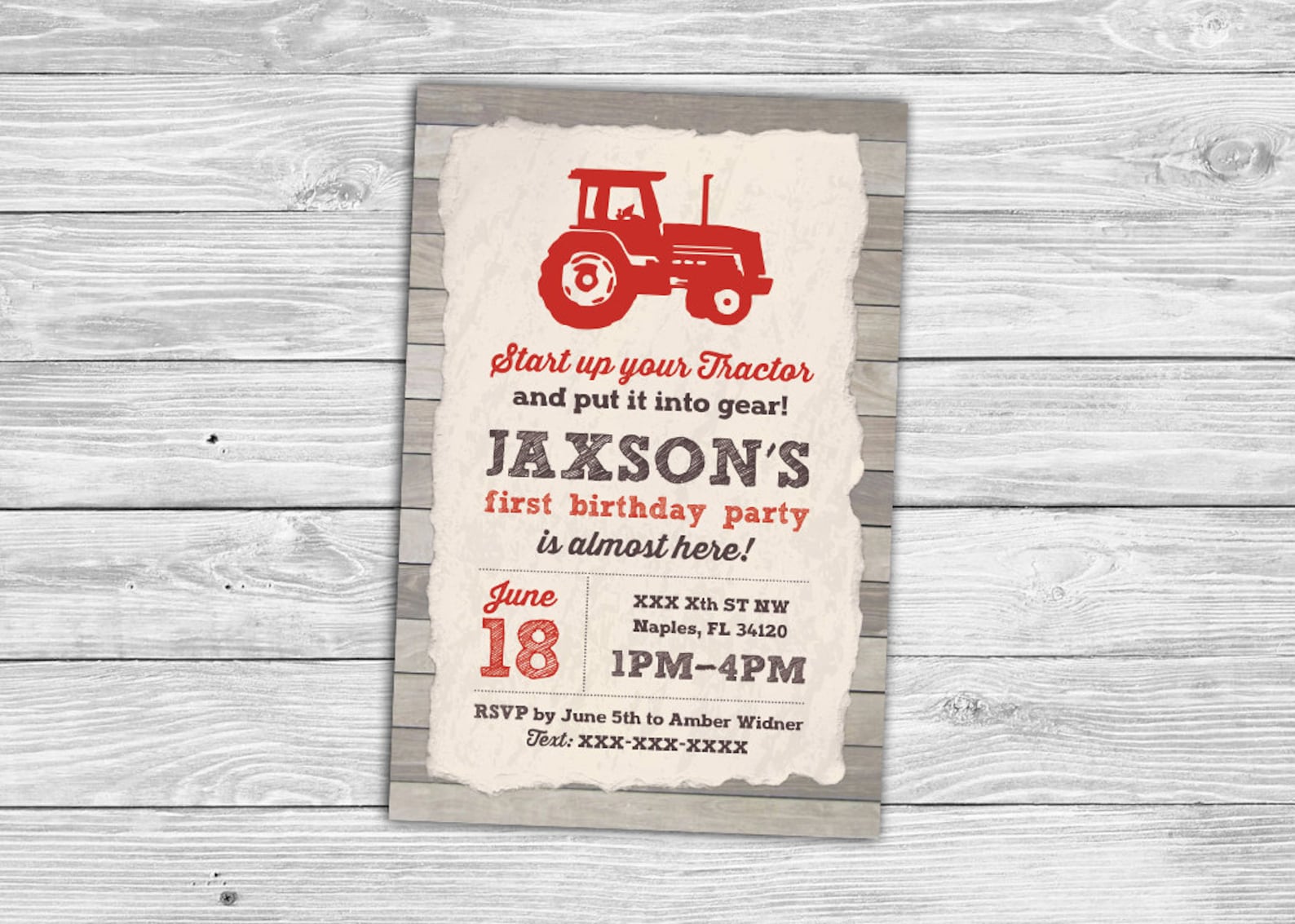 Red Tractor Farm Birthday Invitation Custom Printable Digital Invite - Etsy