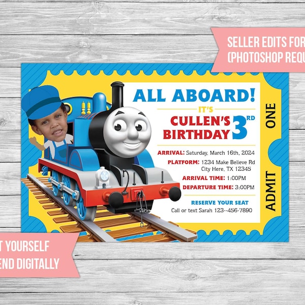 Thomas the Train Birthday Invitations - Etsy