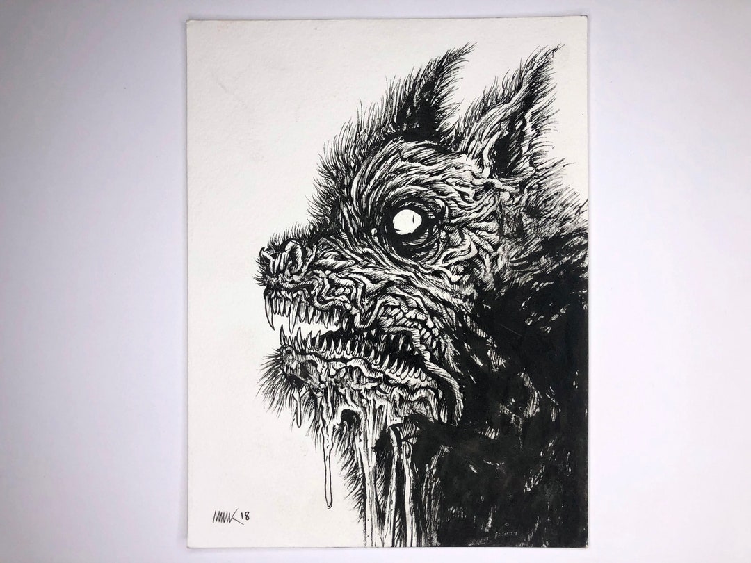 Shapeshifter - Were Dog - Original Ink Drawing - Etsy