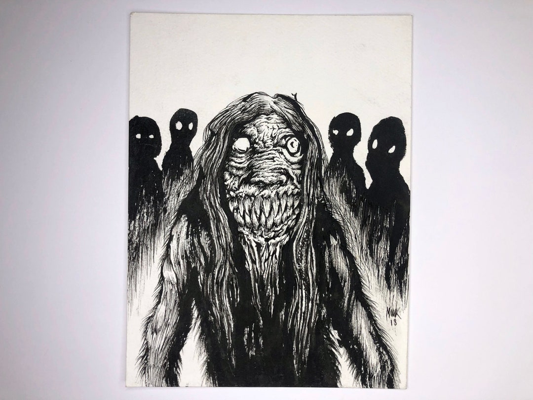 Shapeshifter - Social Anxiety Beast - Original Ink Drawing - Etsy