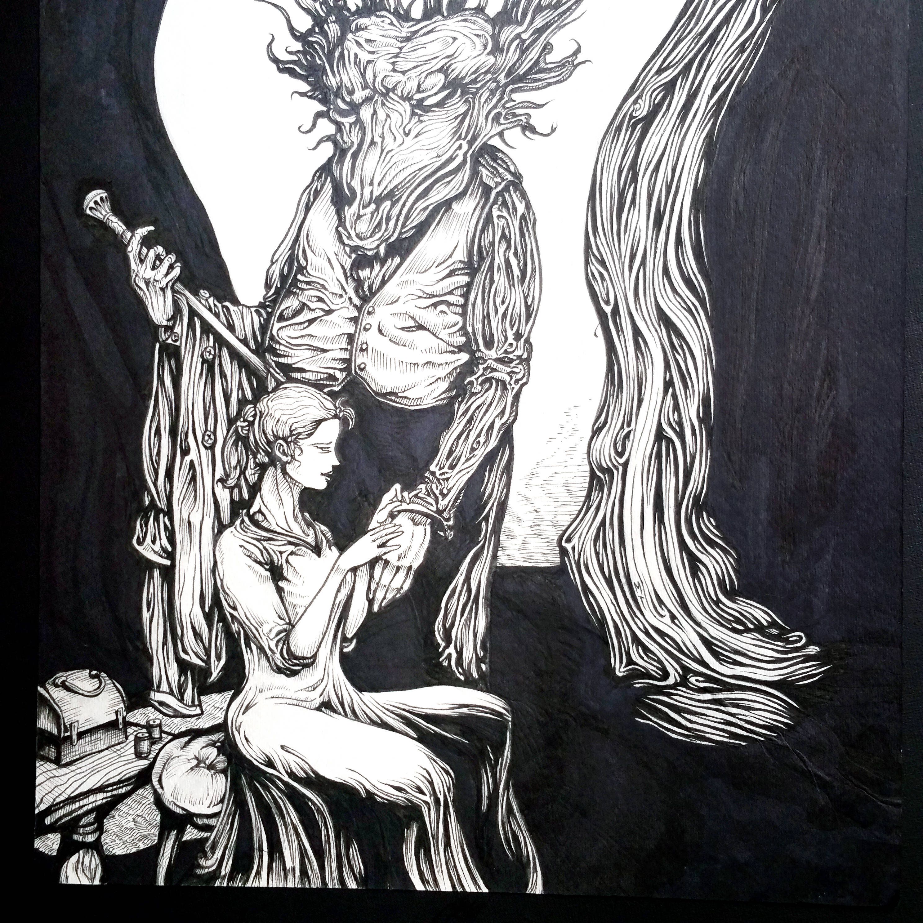 Monster Couple ilustración de tinta original | Etsy