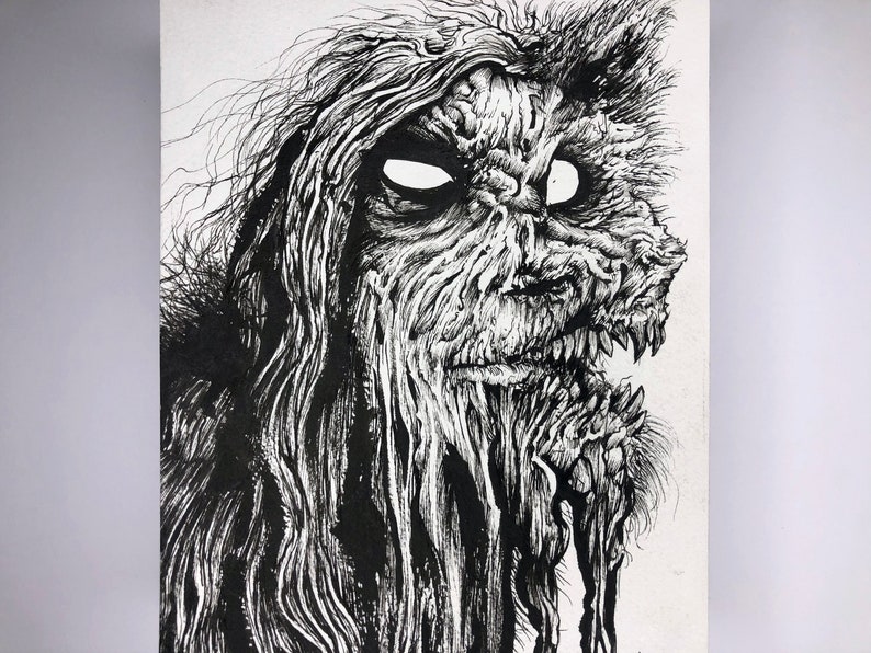 Shapeshifter - Melting Werebeast - Original Ink Drawing - Etsy