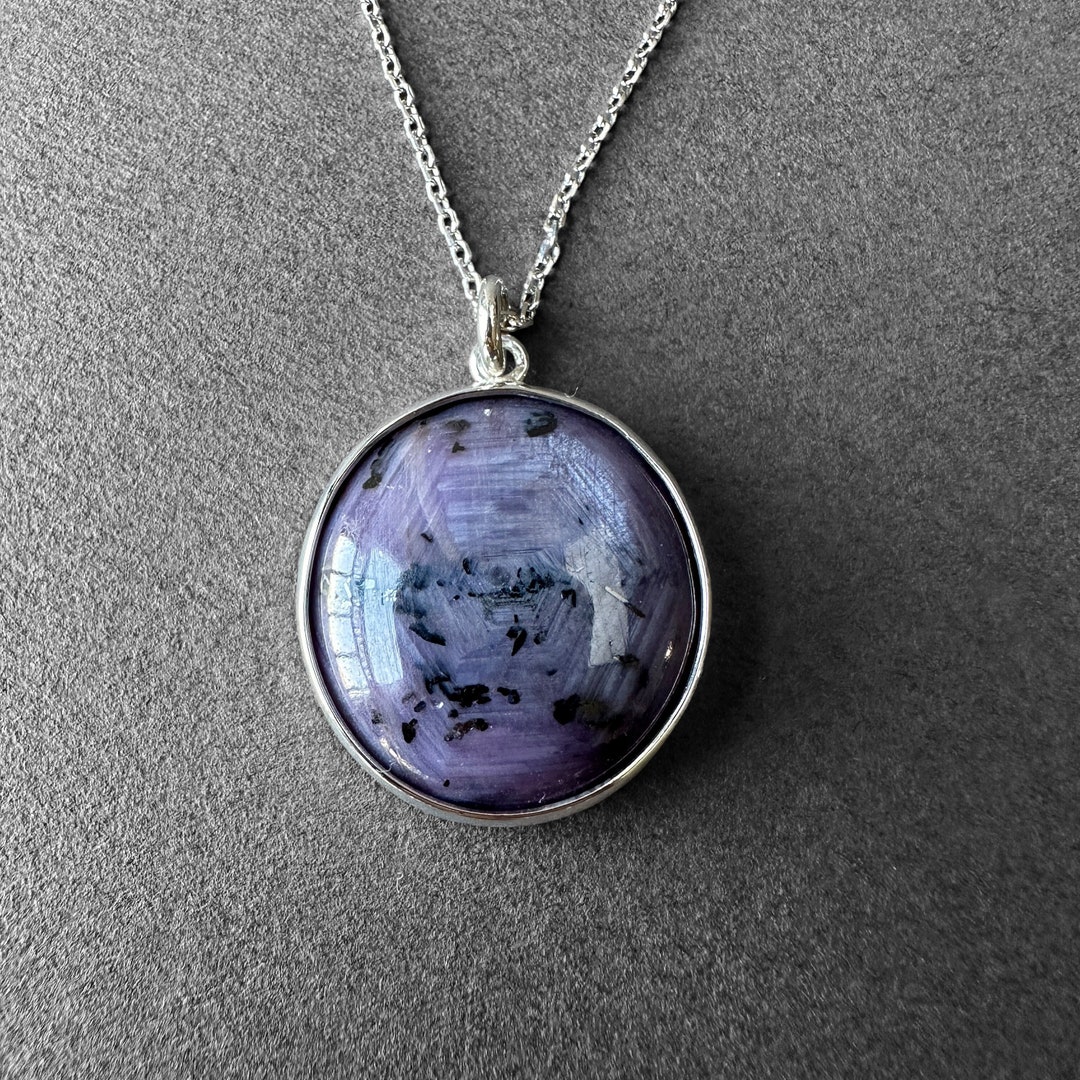 Natural Ruby Stone Silver Necklace, Ruby Pendant, Polished Hexagonal ...