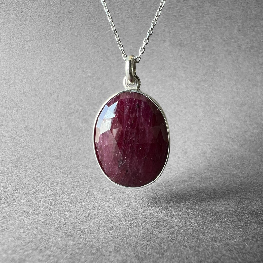 Natural Ruby Stone Pendant, Vivid Vine Red Color Ruby Necklace, Special ...