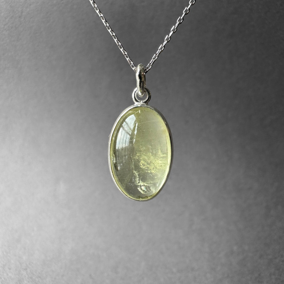 Stunning Natural Heliodor Stone Silver Necklace, Heliodor Sterling ...