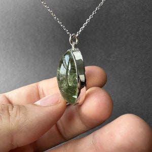 Stunning Prasiolite Stone Silver Necklace, Green Amethyst Stone Pendant ...