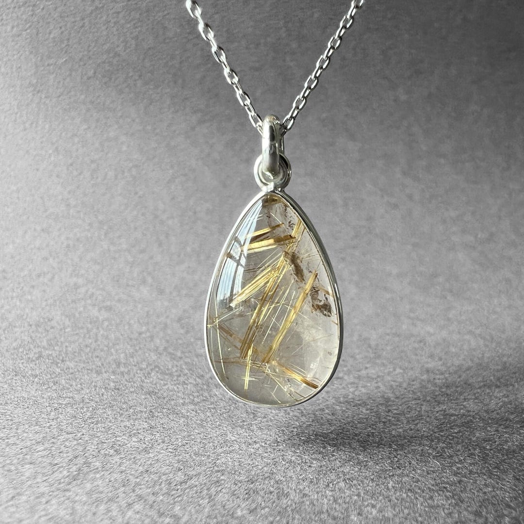 Stunning Golden Rutilated Quartz Necklace, Yellow Rutilated Quartz ...