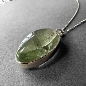 Stunning Prasiolite Stone Silver Necklace, Green Amethyst Stone Pendant ...