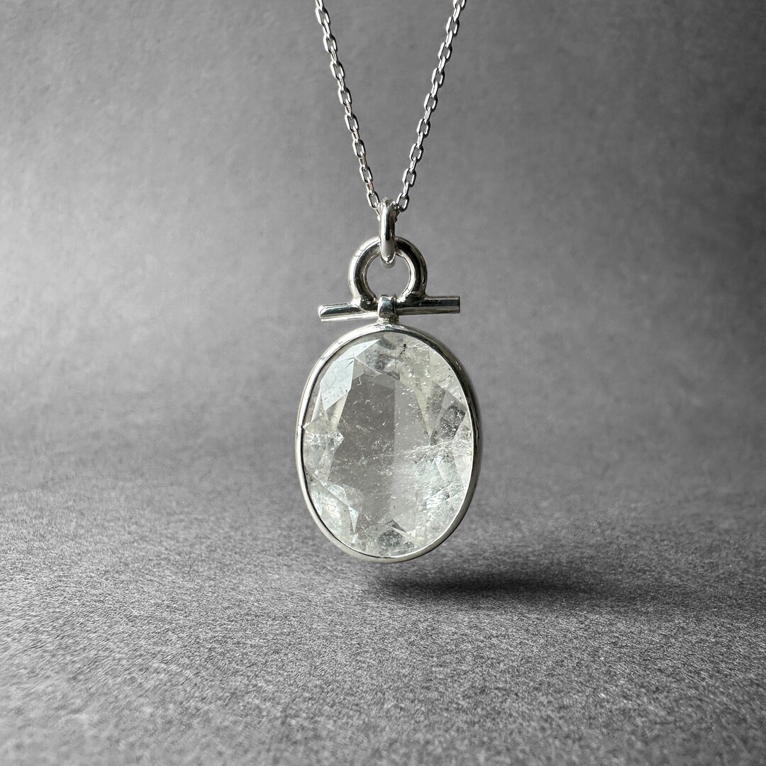Rare All-natural White Topaz Silver Necklace, Pure Clean White Topaz ...