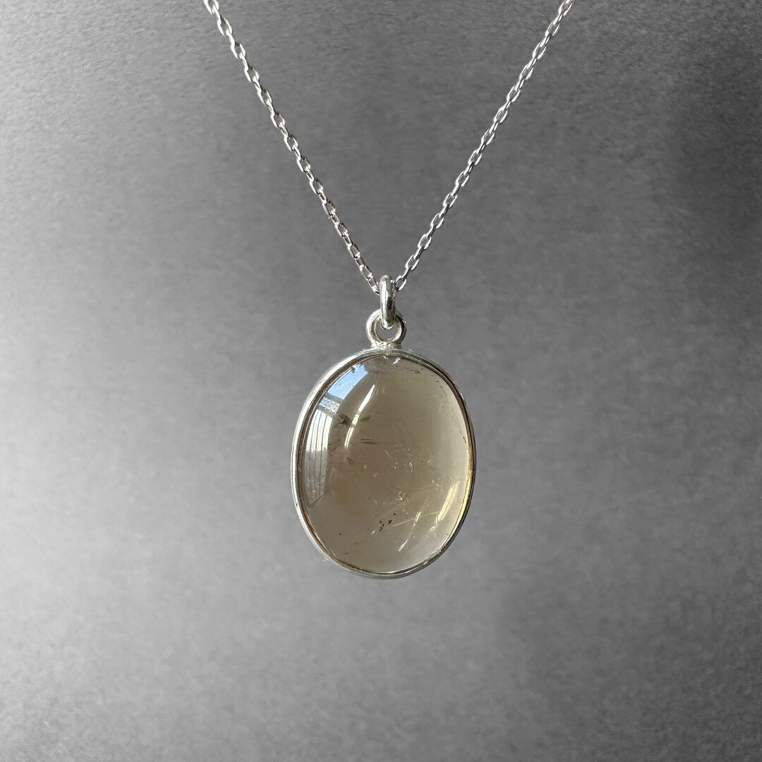 Natural Bolivian Citrine Stone Silver Necklace, Unheated Genuine Yellow ...