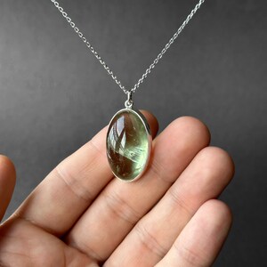 Stunning Prasiolite Stone Silver Necklace, Green Amethyst Stone Pendant ...