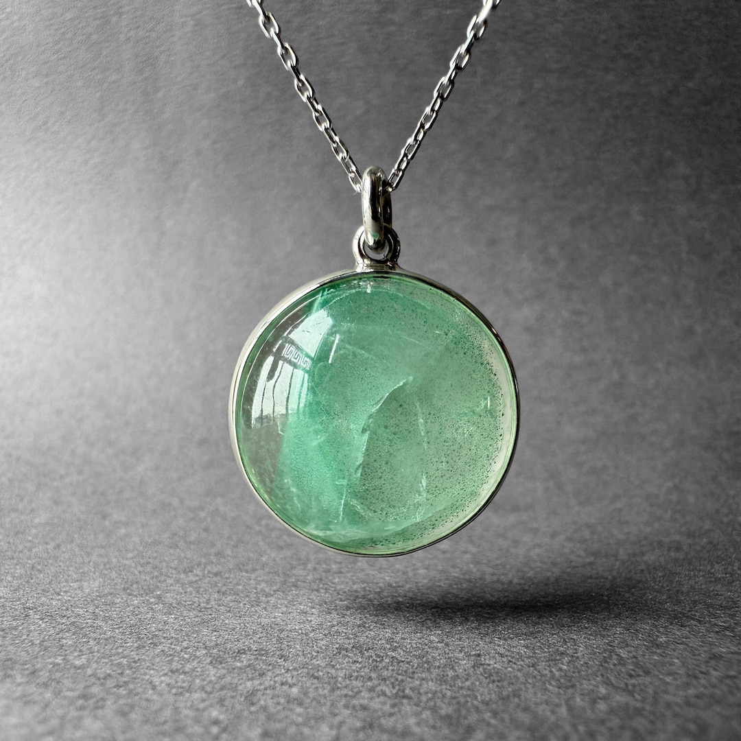 Natural Phantom Green Quartz Necklace, Green Lodolite Quartz Silver ...