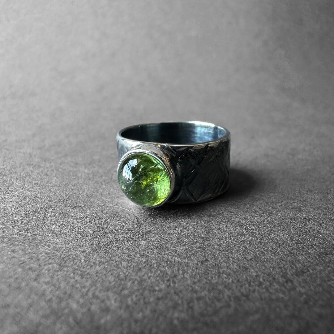 Forest Green Chrome Tourmaline Stone Silver Ring, Chrome Green ...