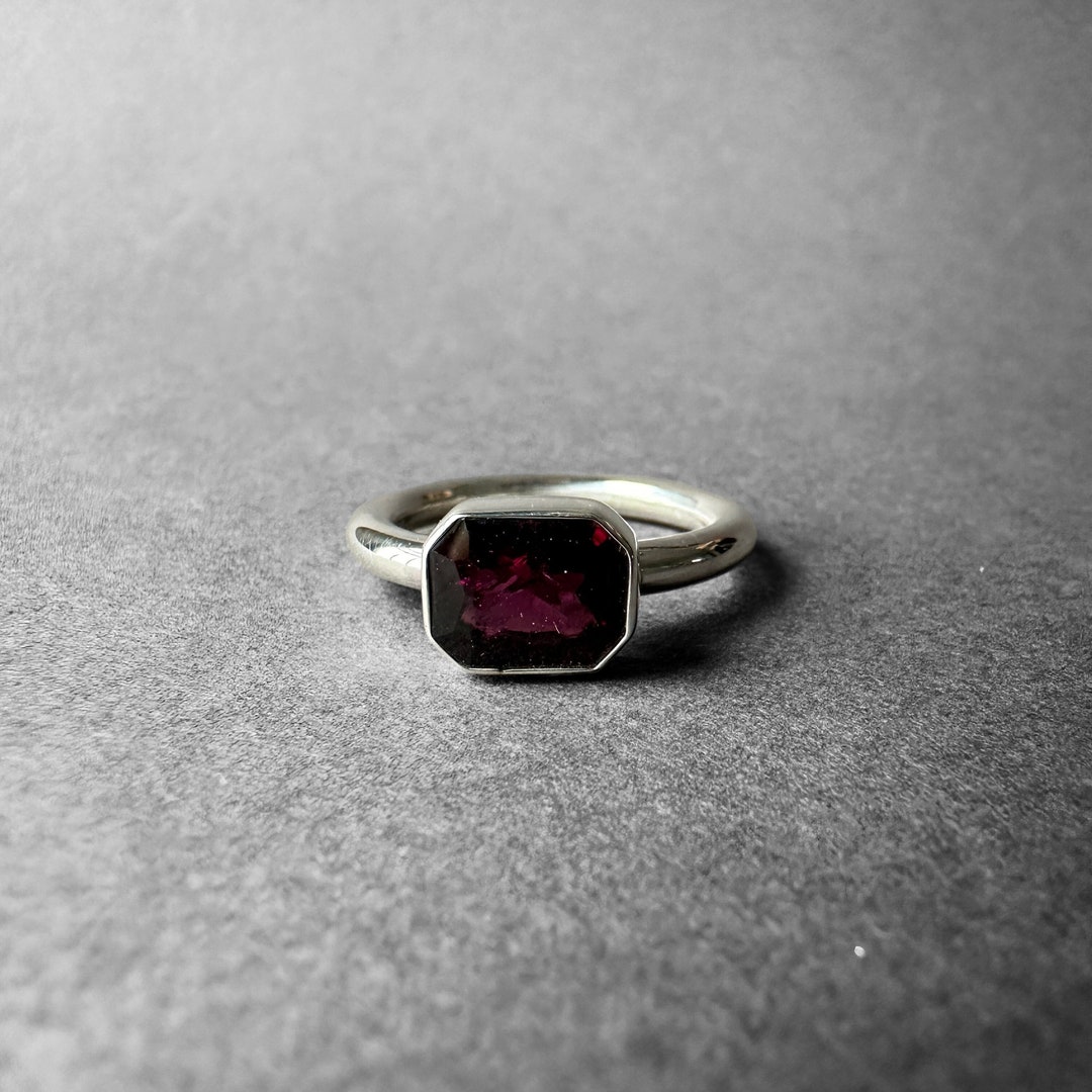 Elegant Rhodolite Pink Garnet Silver Ring, Rhodolite Garnet Ring Size 7 ...
