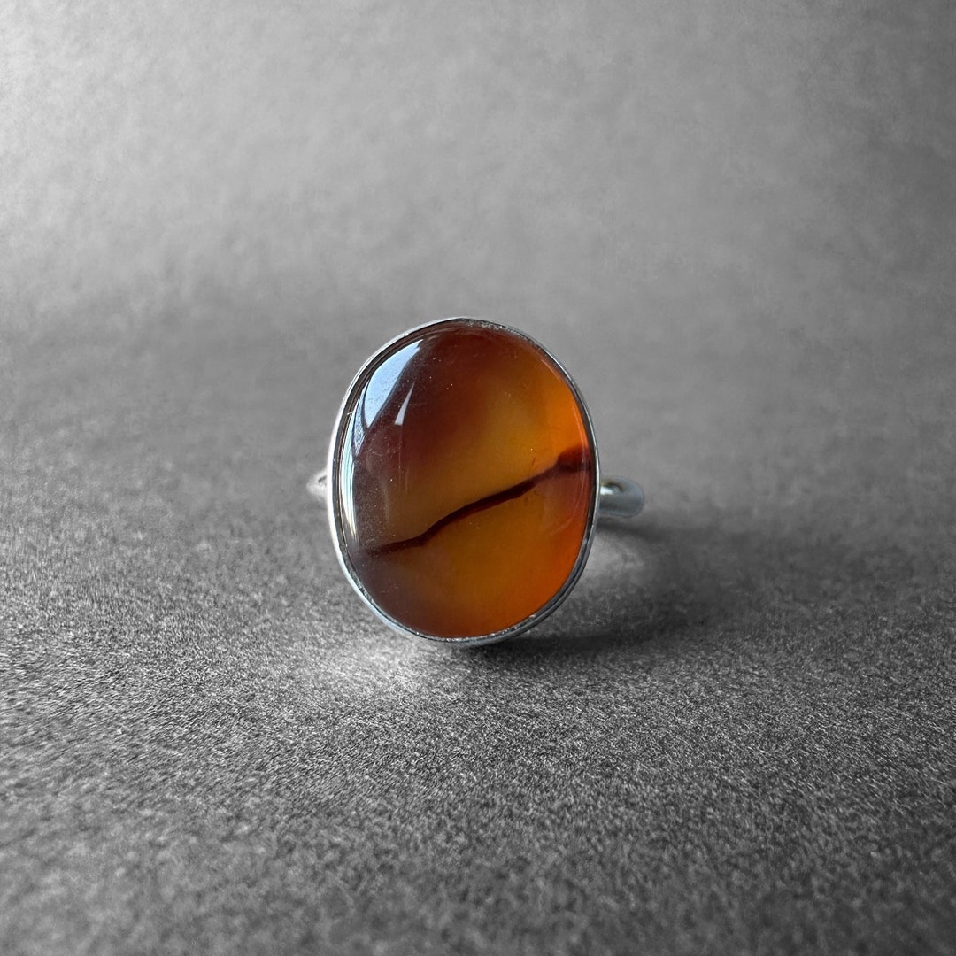 Natural Red Yemeni Agate Silver Ring, Red Agate Ring Size 7, Carnelian ...