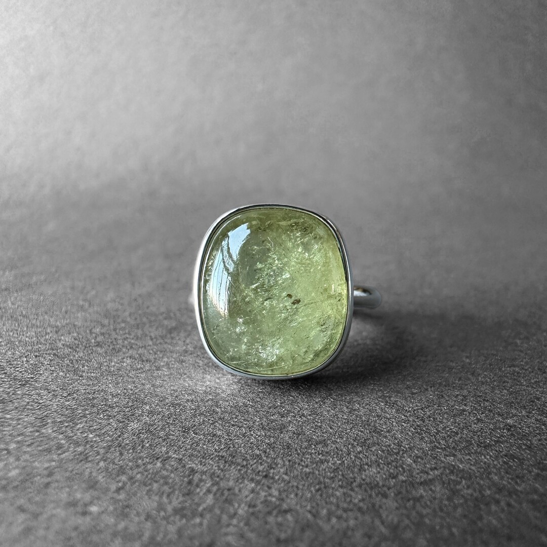 Huge Size Natural Heliodor Stone Silver Ring, Heliodor Silver Ring Size ...
