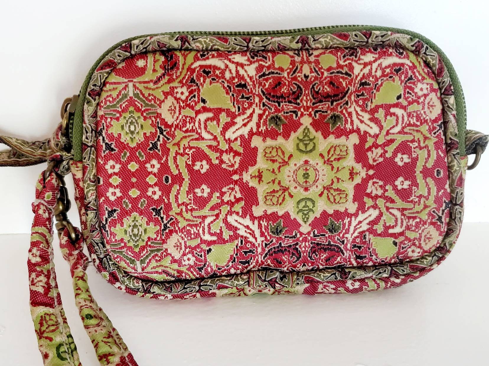 Vintage Wristlet, Boho Tapestry Fabric, Purple-blue or Magenta-green ...