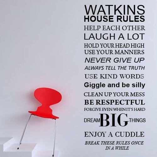 Family House Rules Wall Sticker - Etsy