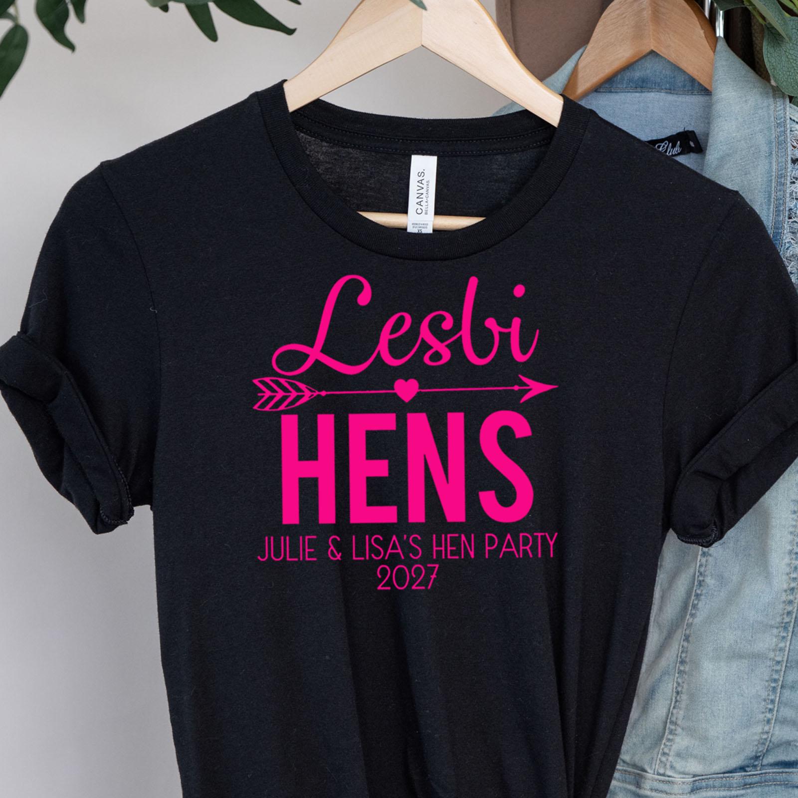Lesbian Hen Party T-shirt: LGBT Pride Bride, Personalized Lesbihens ...