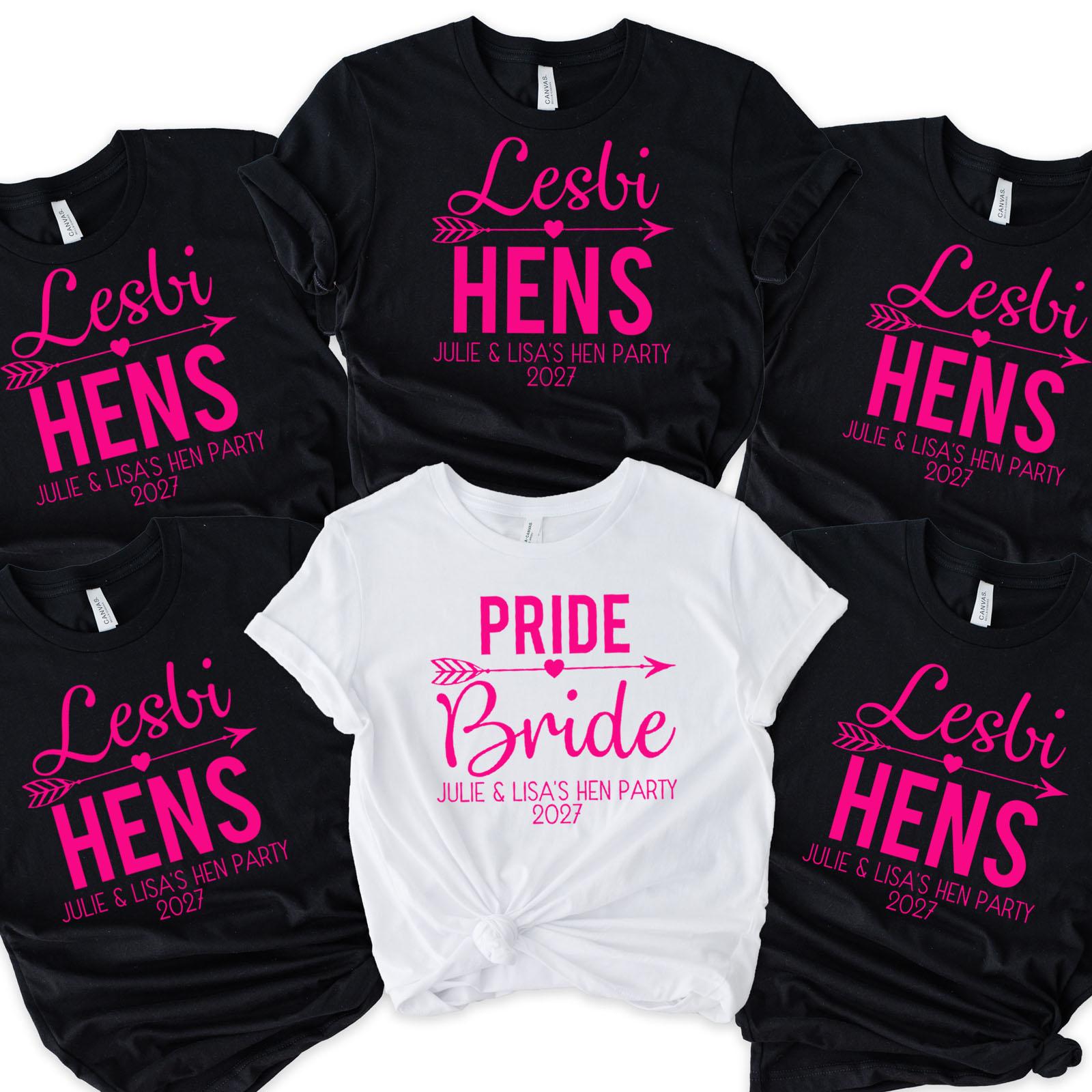 Lesbian Hen Party T-shirt: LGBT Pride Bride, Personalized Lesbihens ...