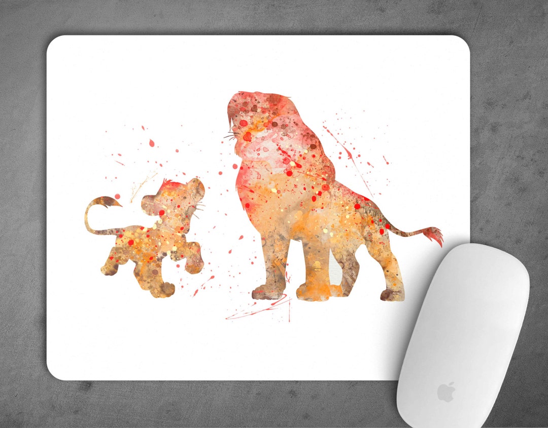 Simba and Mufasa the Lion King Watercolor Mousepad Mouse Pad Art Print ...