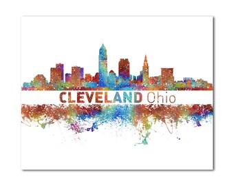 Cleveland Skyline Outline Svg Dxf Eps Jpg Png. Line City - Etsy