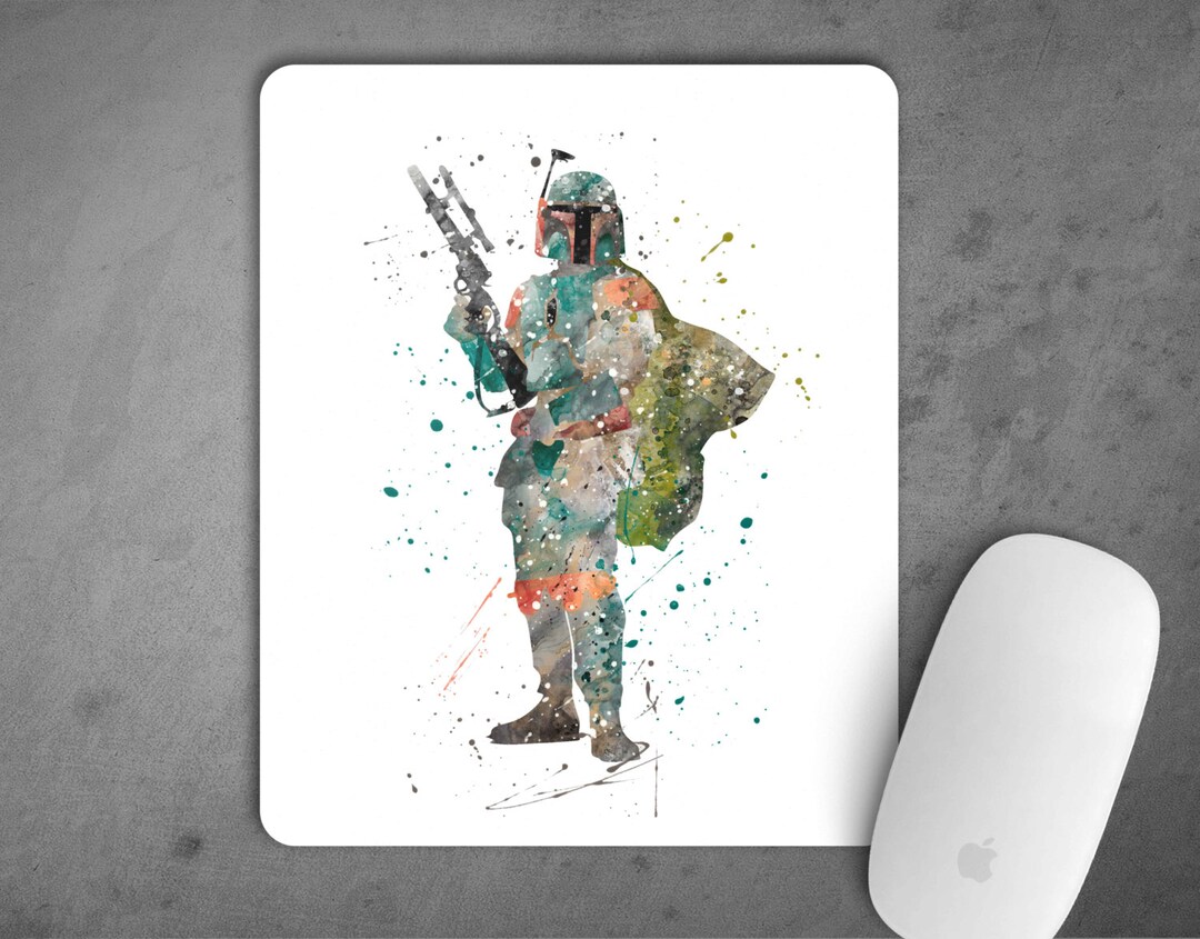 Star Wars Boba Fett Bounty Hunter Watercolor Mousepad Mouse Pad Art ...