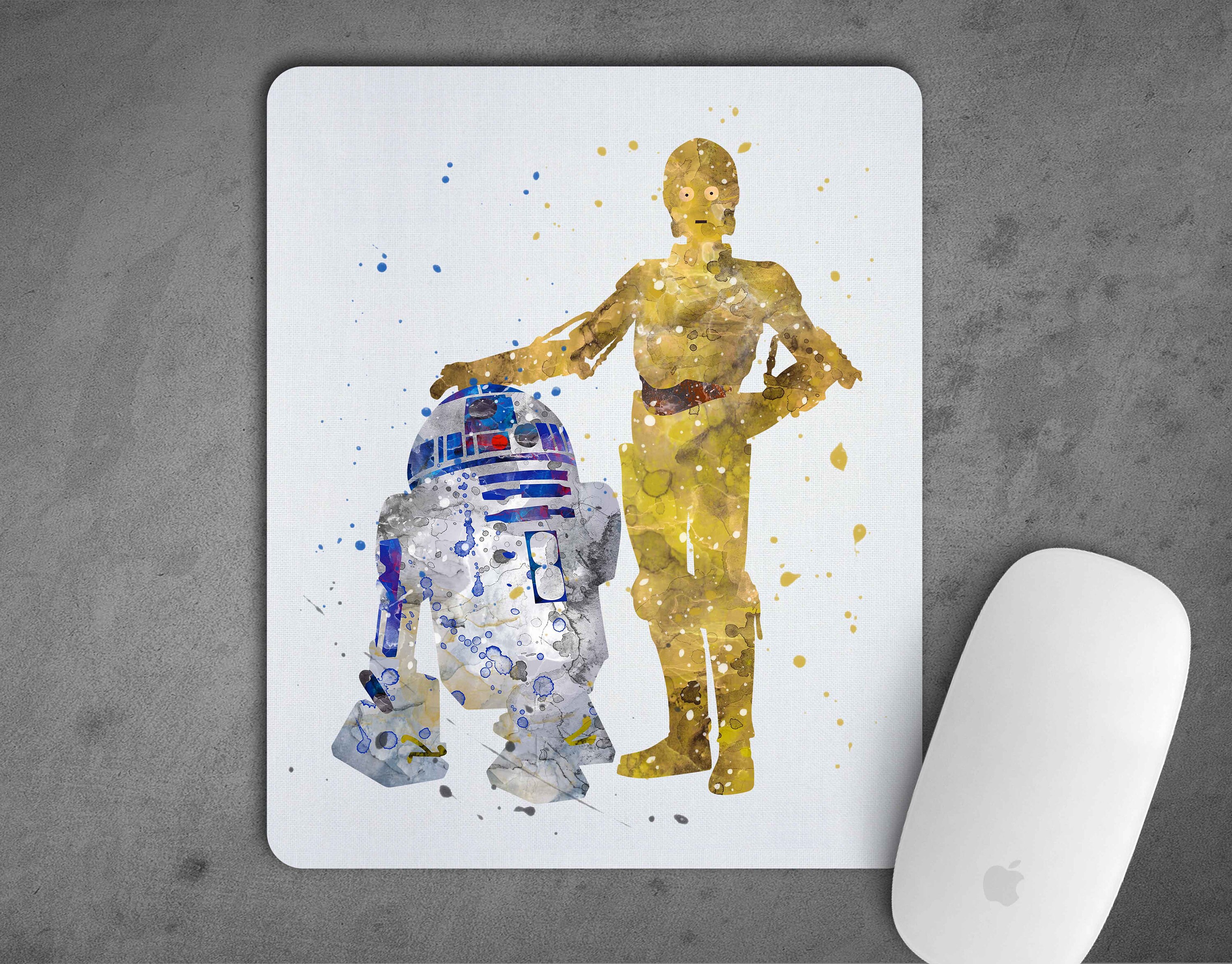 R2-D2 and C-3PO Star Wars Watercolor Mousepad Mouse Pad Art | Etsy