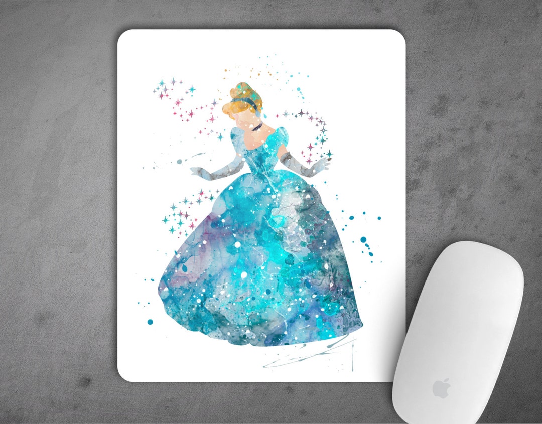 Cinderella Mousepad Princess Fairy Tale Watercolor Mouse Pad Art Print ...