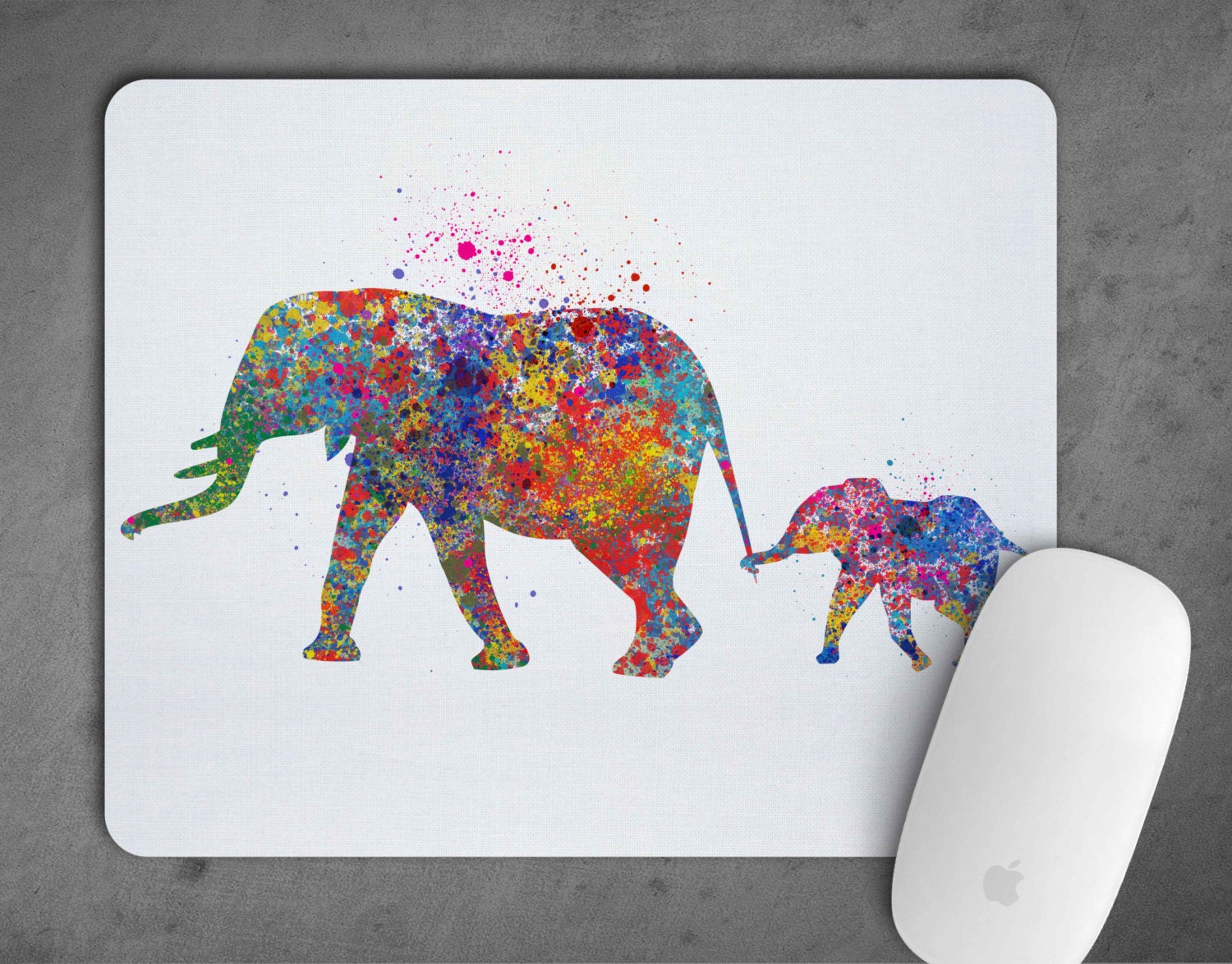 Elephant Family Love Gift Watercolor Mousepad Mouse Pad Art | Etsy