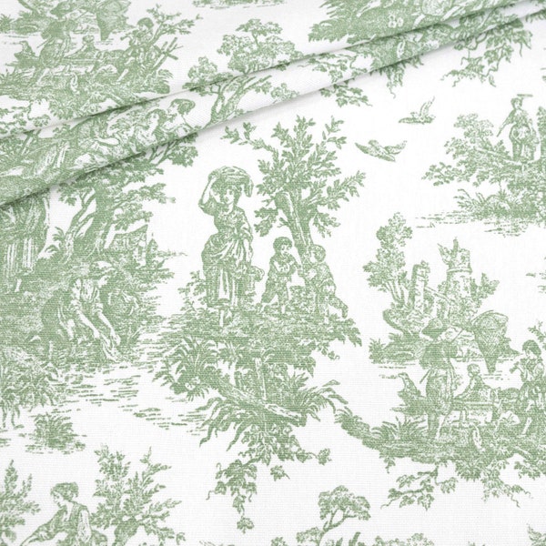 Cotton Toile Green Fabric - Etsy