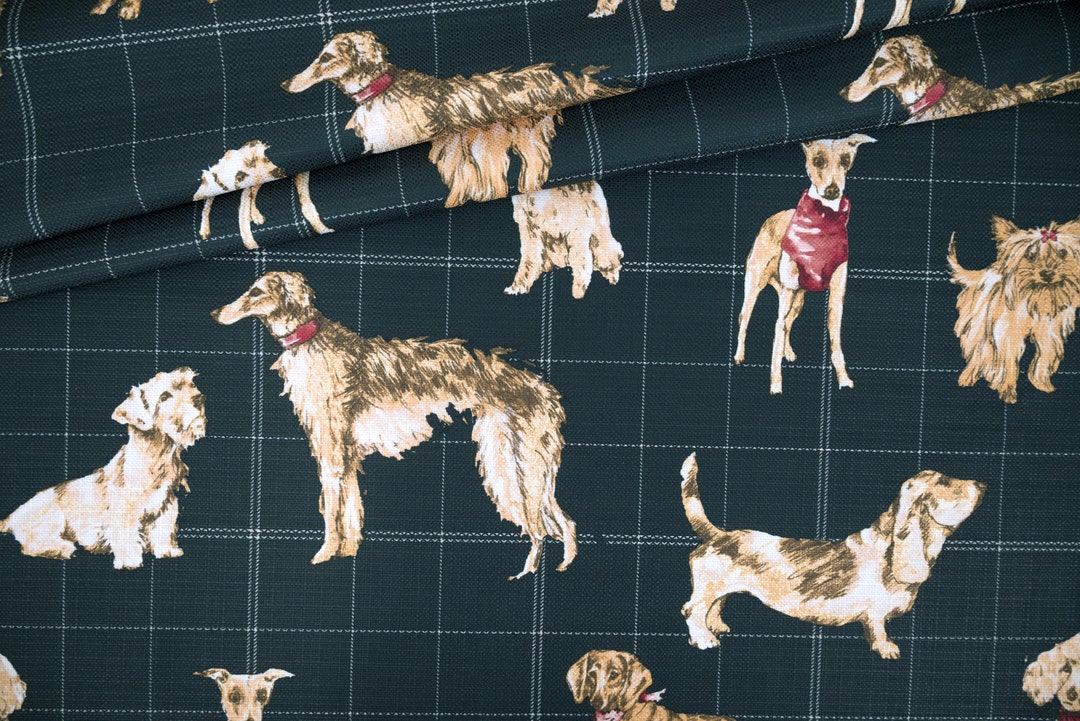 Dog Print Home Decor Upholstery Fabric, Poodle, Dachshund, Basset Hound ...