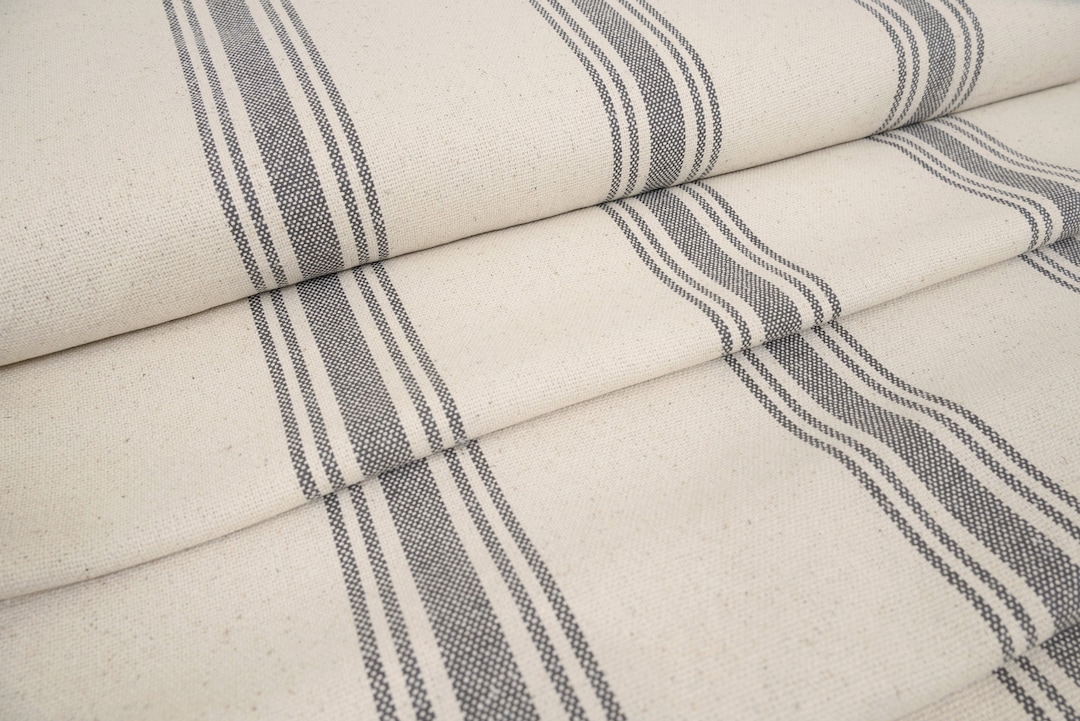 Gray Stripe Grain Sack Fabric, Vintage Reproduction Feedsack for ...
