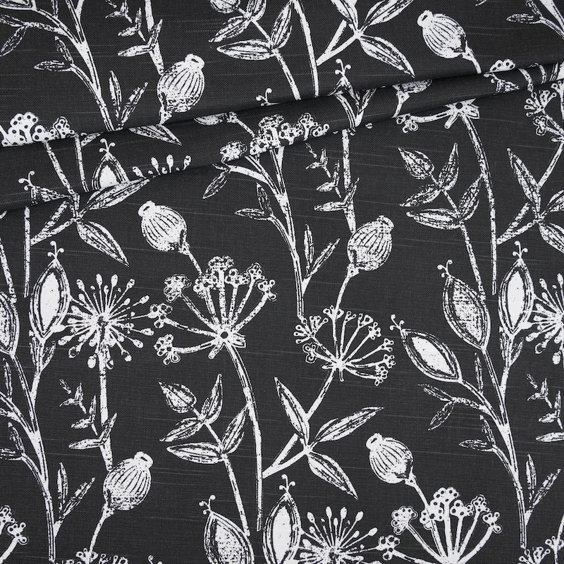 Gray Floral Fabric - Etsy