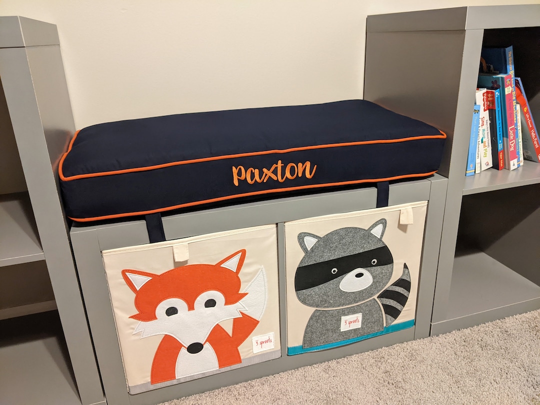 Bench Cushion for Childrens Reading Nook With Name Embroidery, Cubby ...