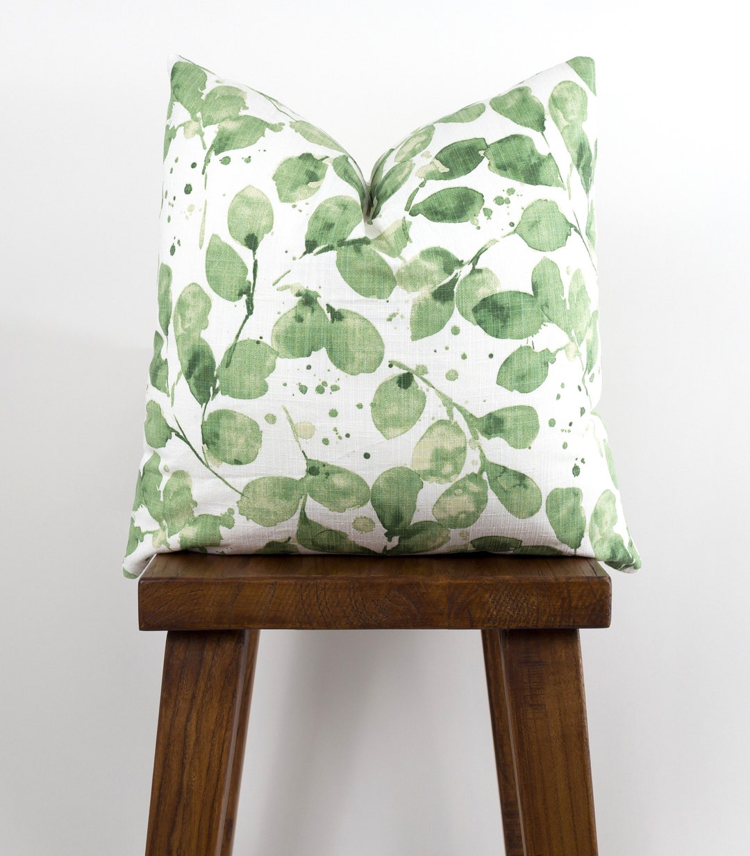 Green Leaf Pillow With Botanical Watercolor Design, Grove Endive Spring ...